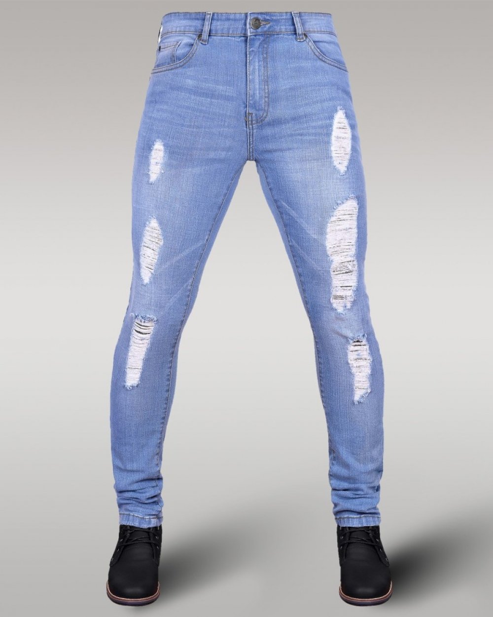 Immense - Men's Super Skinny Ripped Jeans (Iced Blue)